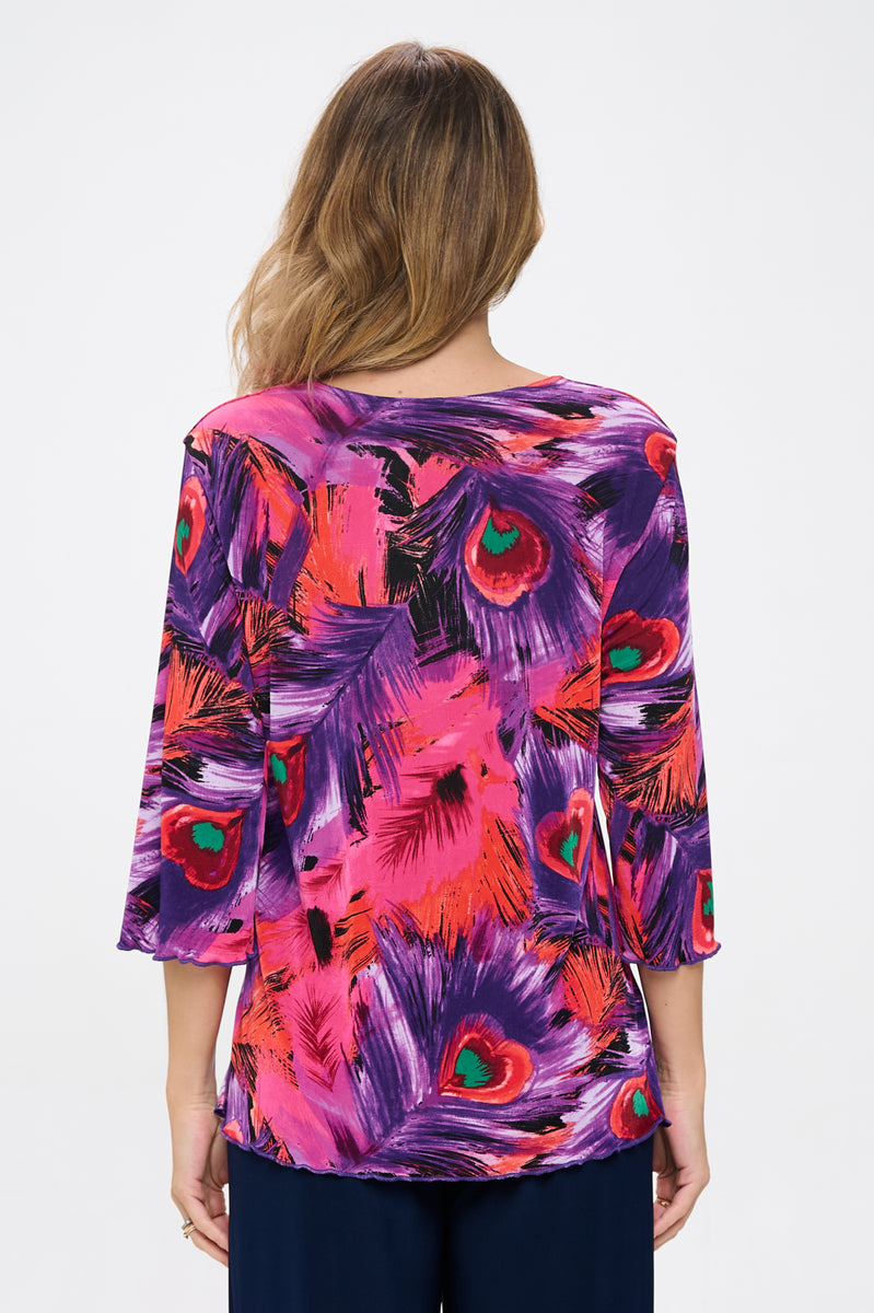 Jostar Women's Stretchy Merrow Top 3/4 Sleeve Print Plus,158BN-QXP-W207 ...
